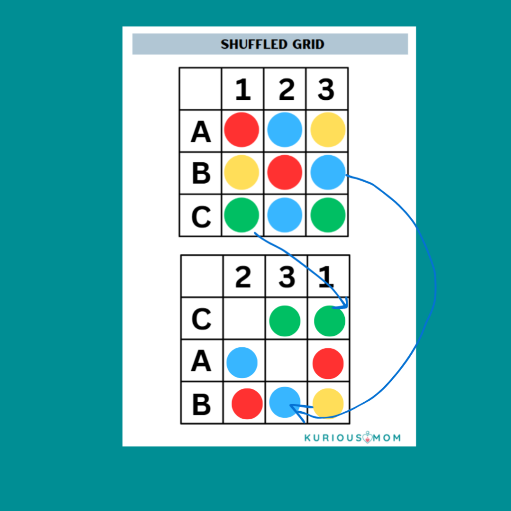 Shuffled Grid Worksheet for Kids - KuriousMom