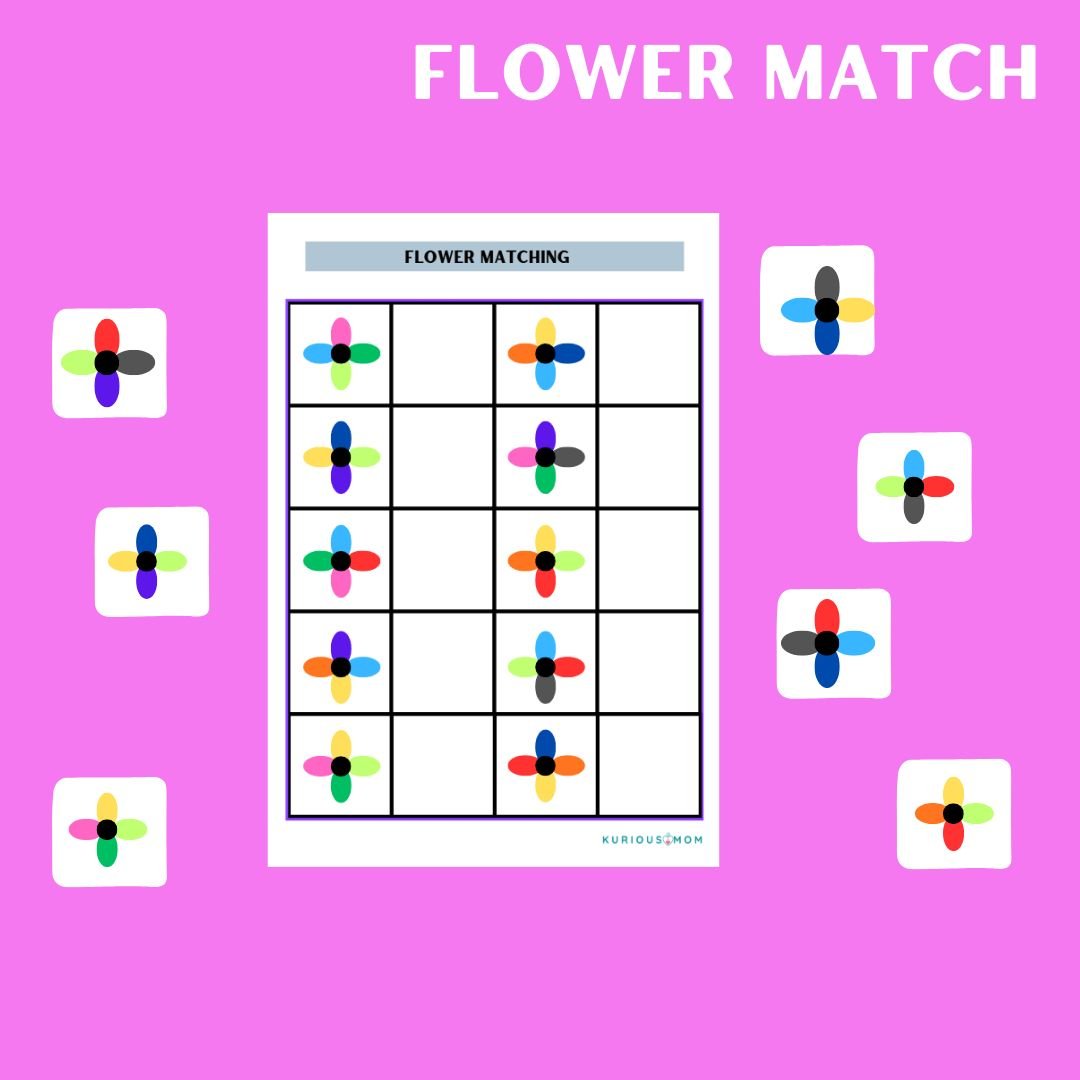 Flower Matching Worksheet –Brain Booster for Ages 3–6 - KuriousMom
