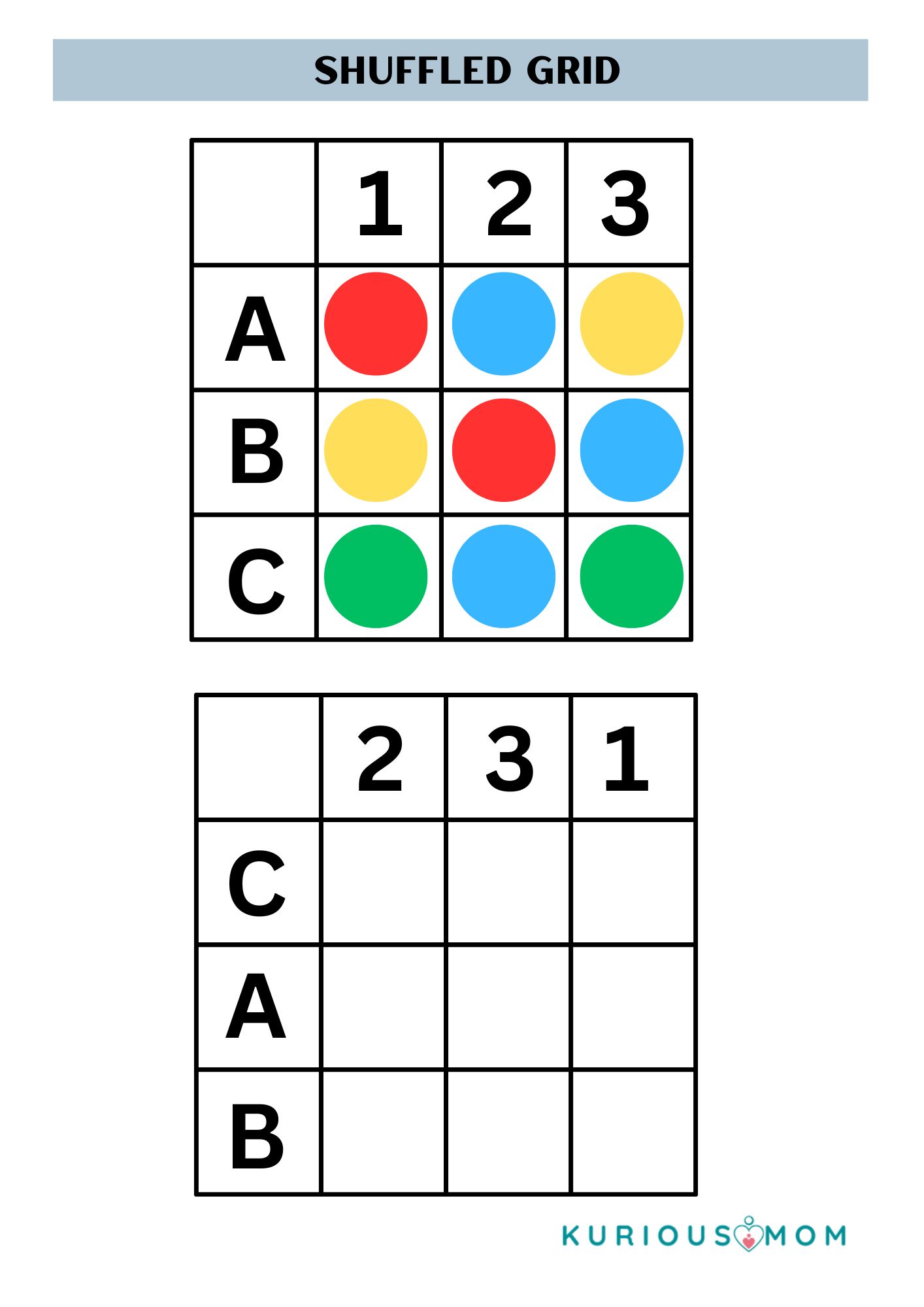 Shuffled Grid Worksheet for Kids - KuriousMom