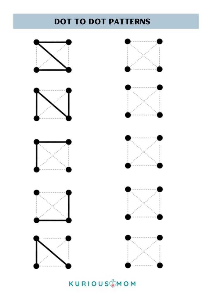 Dot to Dot Pattern Worksheets for Preschoolers - KuriousMom