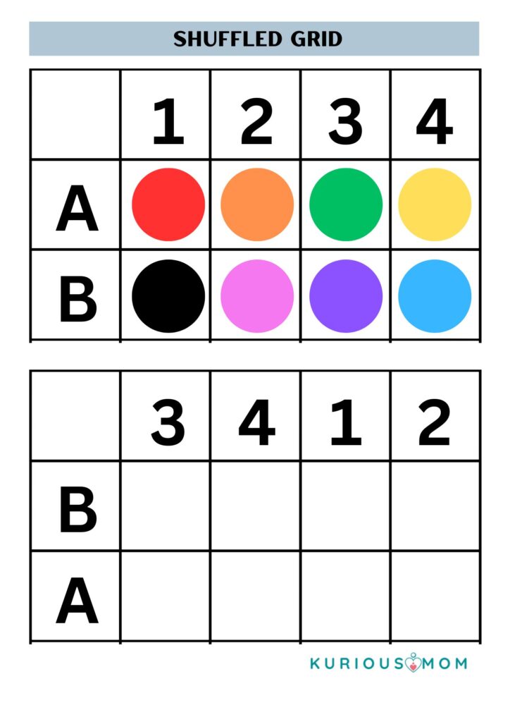 Shuffled Grid Worksheet for Kids - KuriousMom