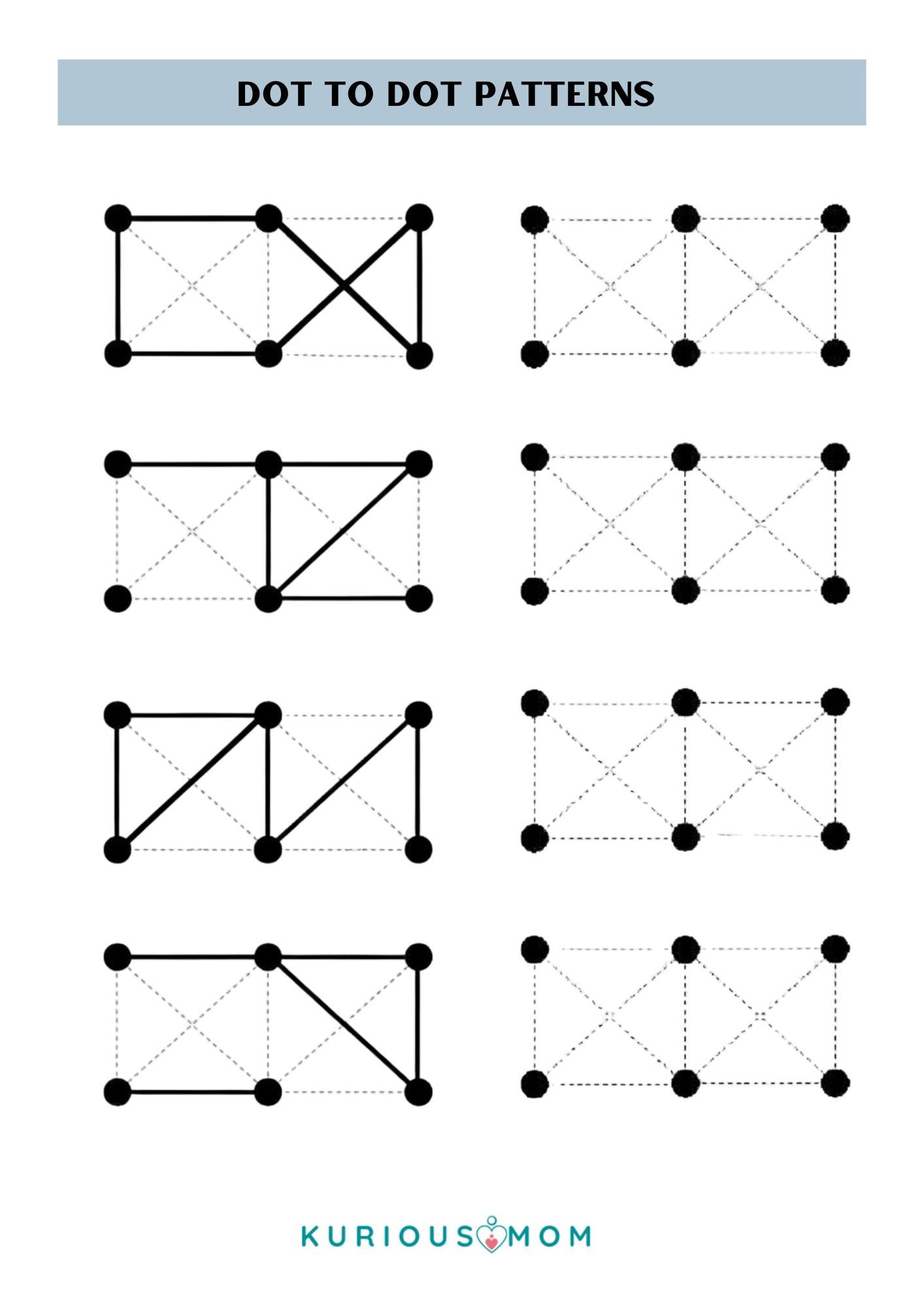 Dot to Dot Pattern Worksheets for Preschoolers - KuriousMom