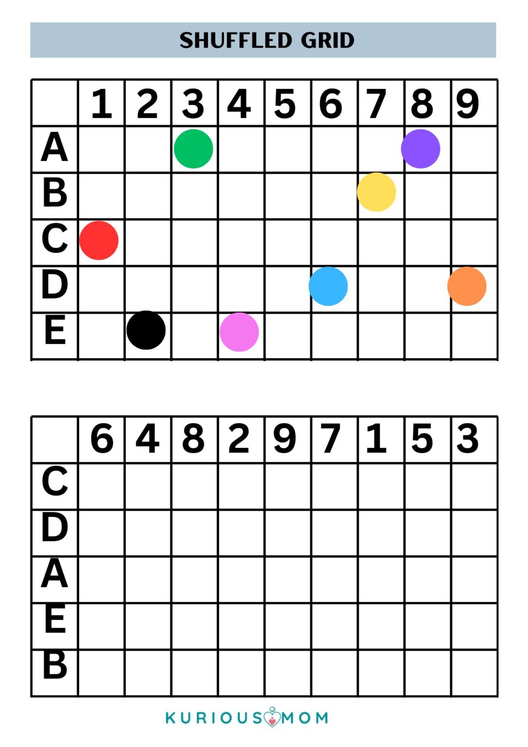 Shuffled Grid Worksheet for Kids - KuriousMom