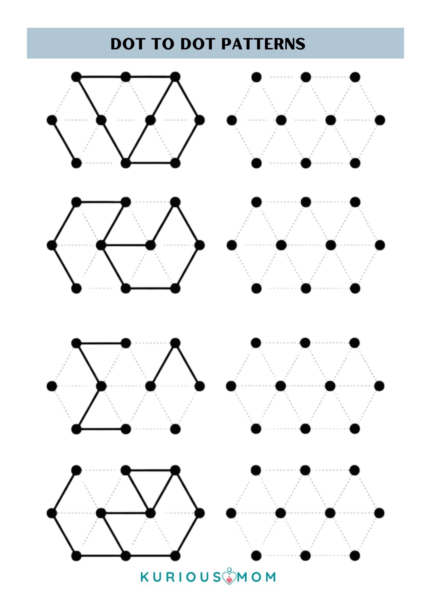 Dot to Dot Pattern Worksheets for Preschoolers - KuriousMom