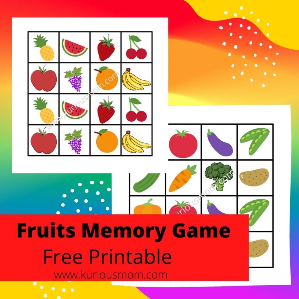 Fruits Vegetables Memory Game Printable For Kids KuriousMom