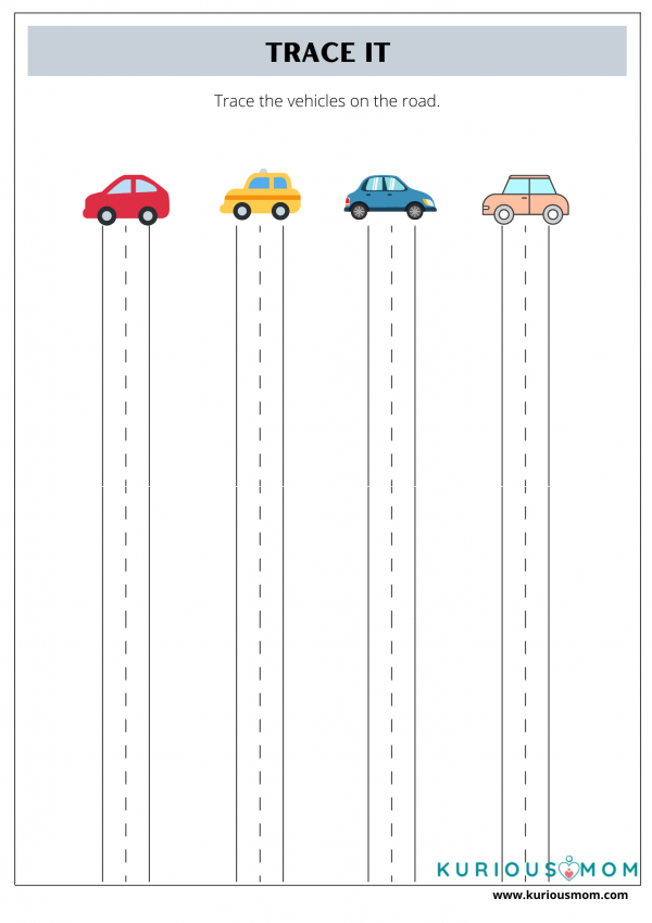 Tracing Lines Worksheet for 2-4 yrs - KuriousMom