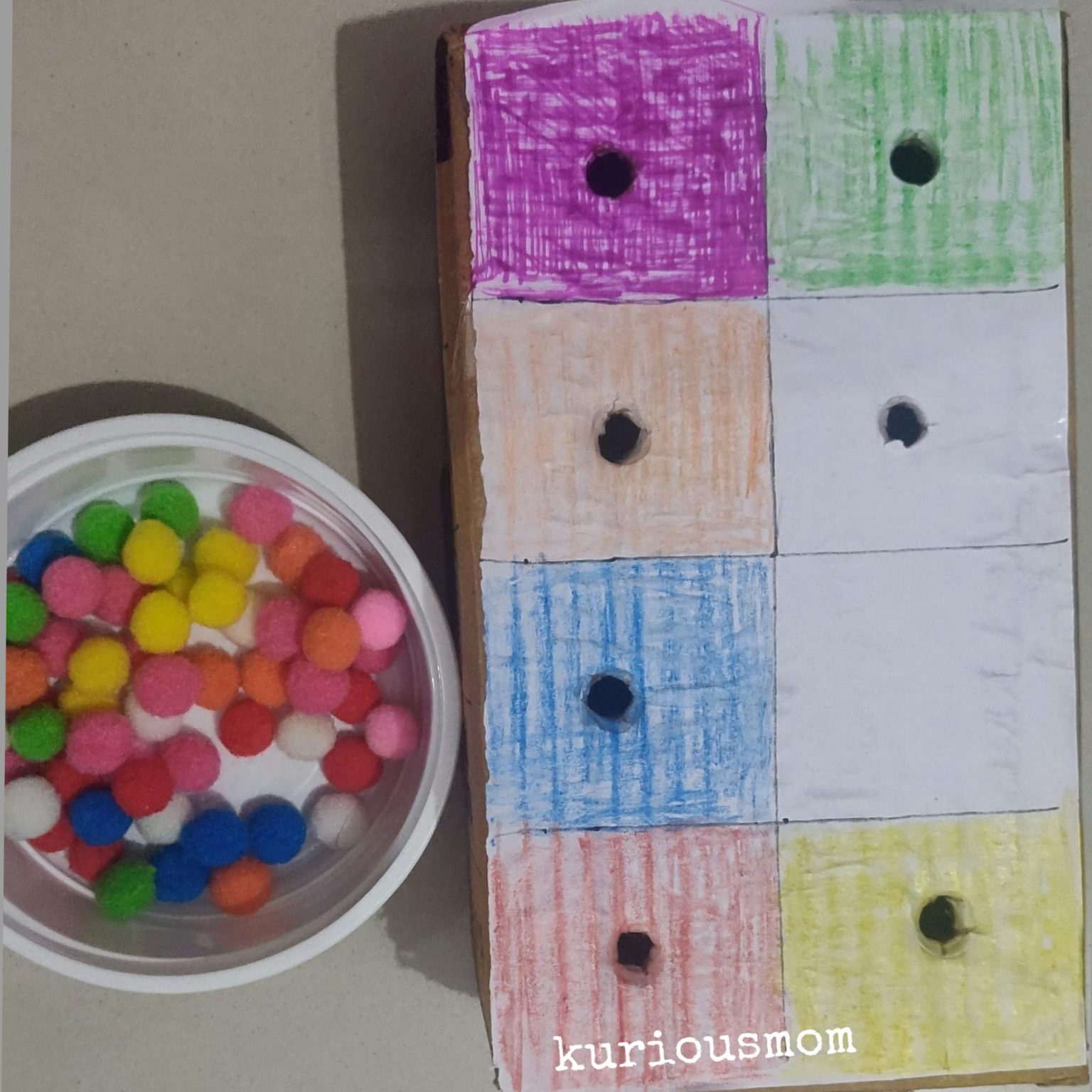 Colour sorting activity for preschool