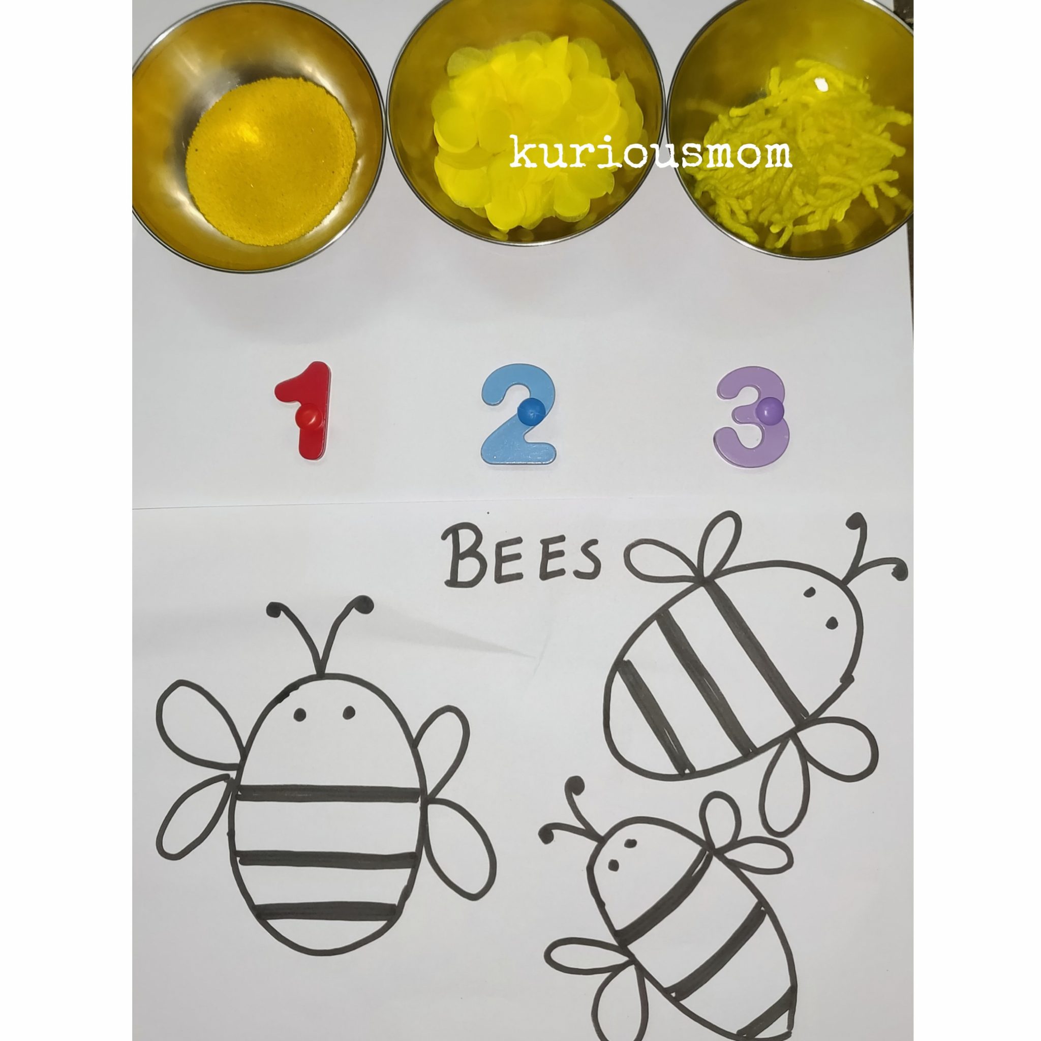 preschool activity to make different type of sensory bees